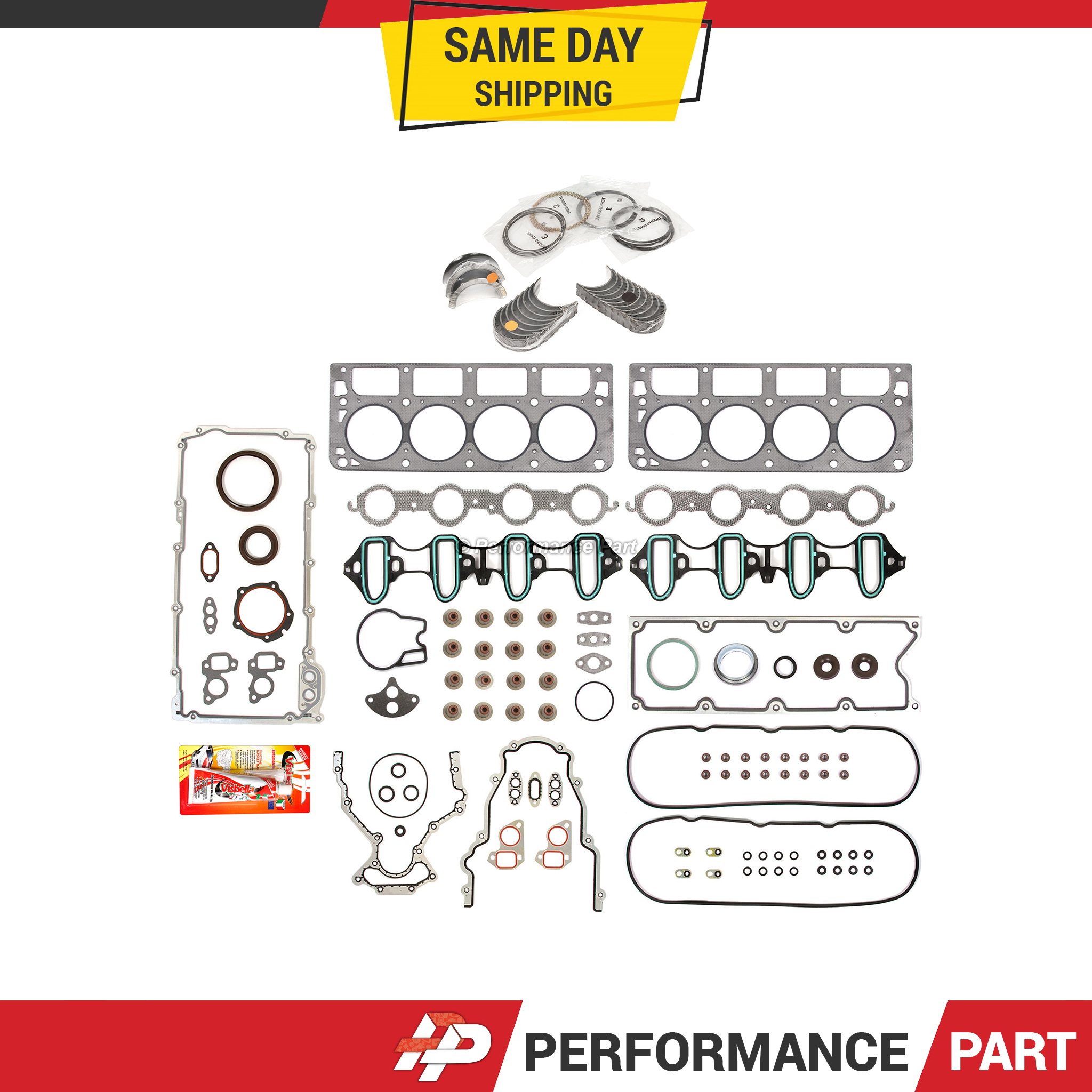Full Gasket Set Bearings Rings Fit 99-01 Chevrolet GM 4.8L 5.3 LS1 V8 ...