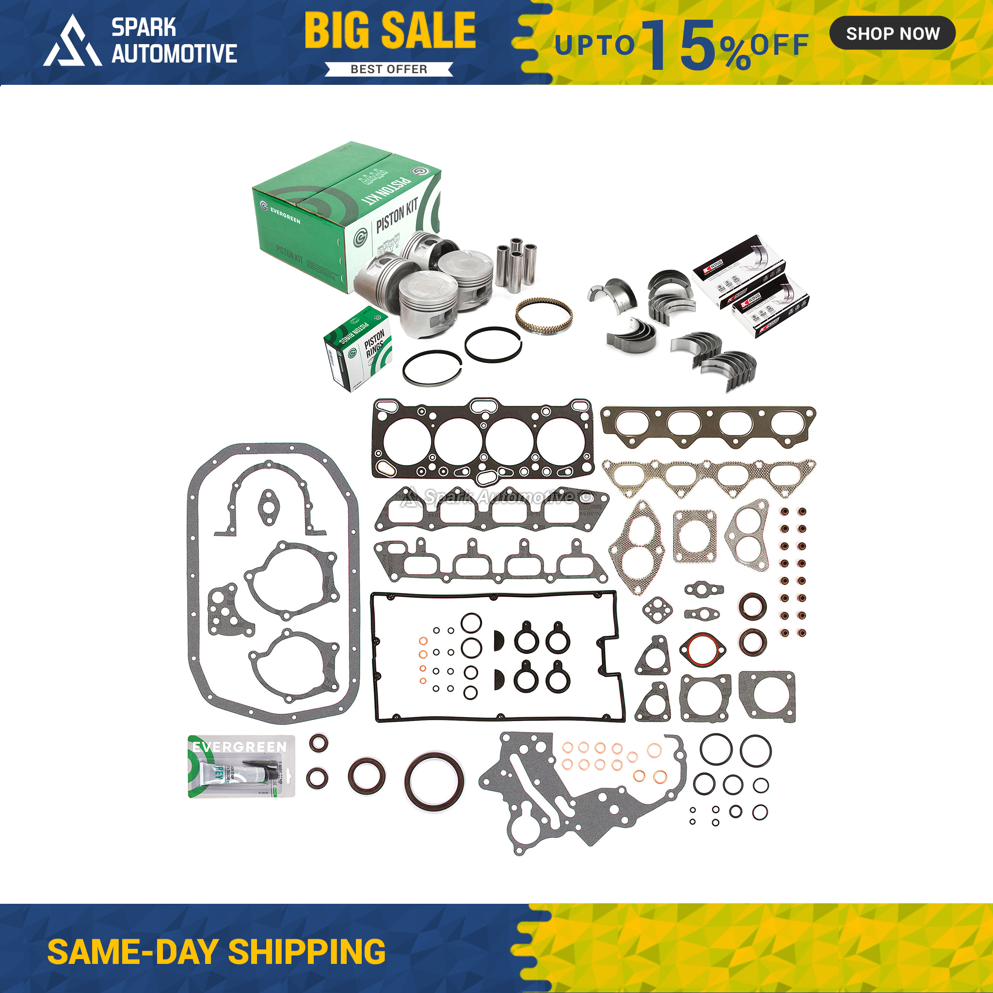 Full Gasket Set Pistons Bearings Fit 89-92 Mitsubishi Eagle 4G63 | eBay