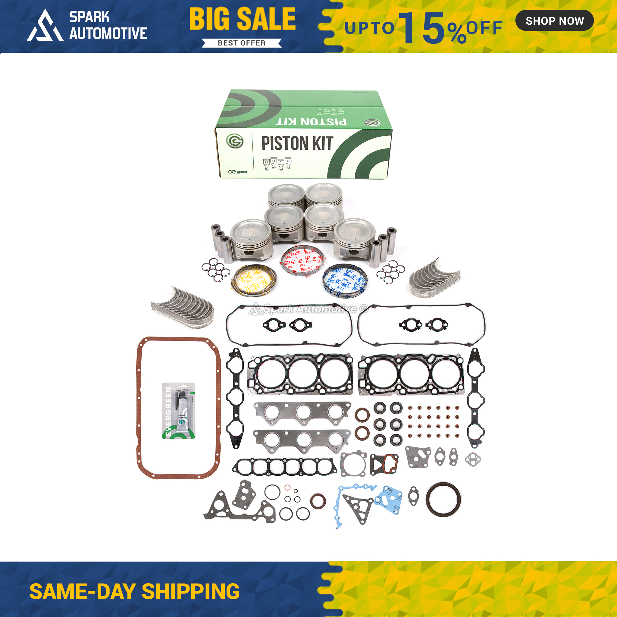 Full Gasket Set Pistons Bearings Fit 97-04 Mitsubishi 3.5 6G74 | eBay