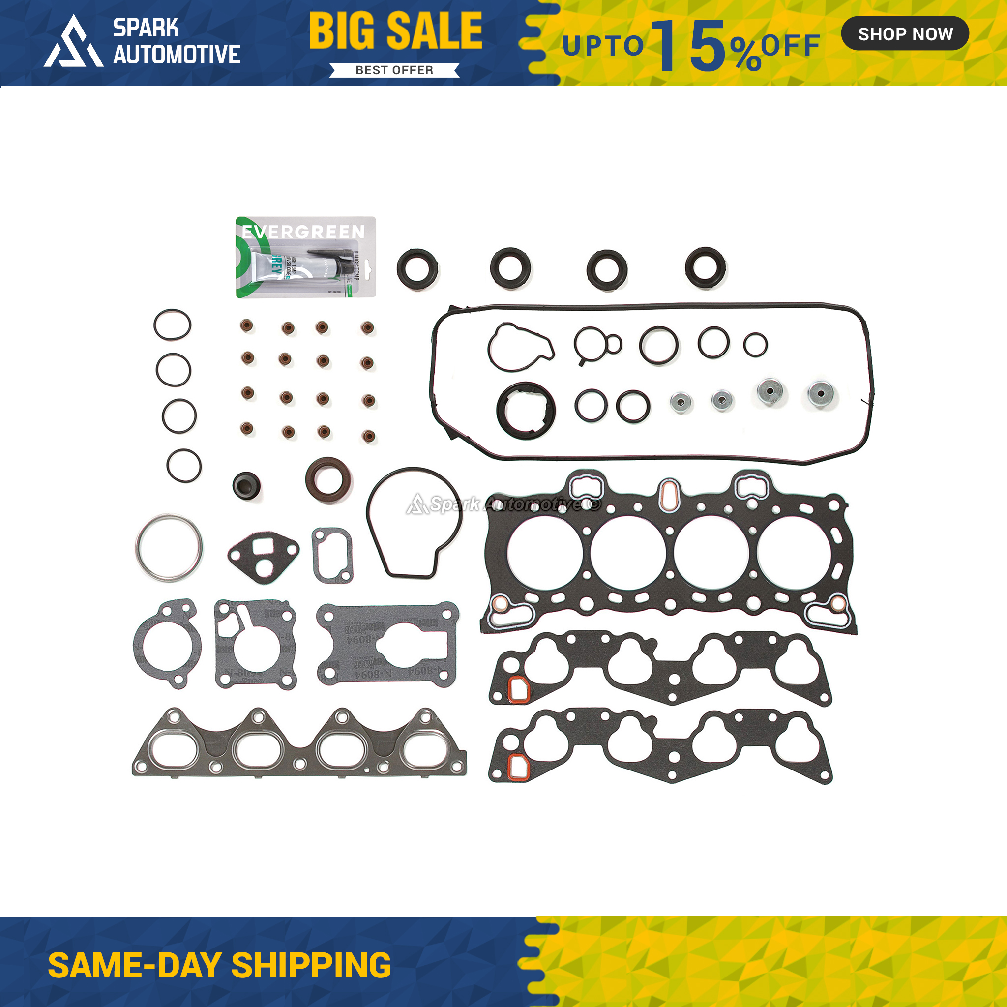 Head Gasket Set Fit 88-95 Honda Civic CRX 1.5L 1.6L SOHC 16v D15B1 ...